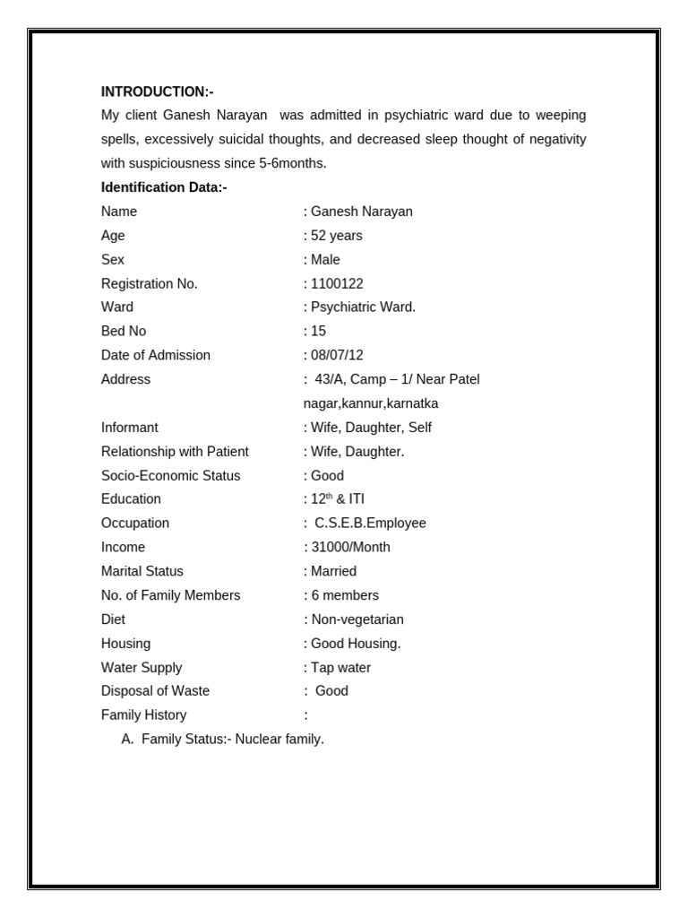 Case Presentation On Depression PDF
