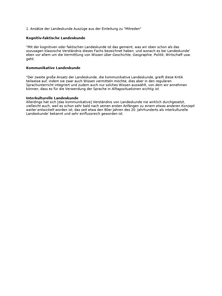 Ansätze Der Landeskunde | PDF