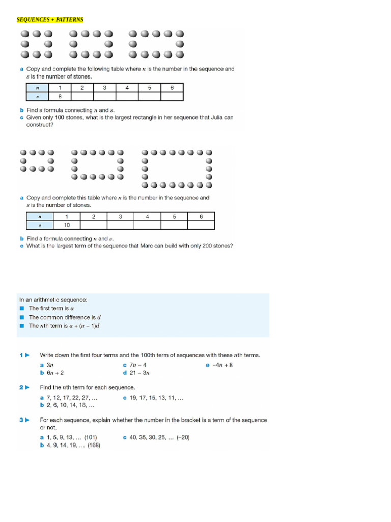 IGCSE Foundation Revision Sequences | PDF