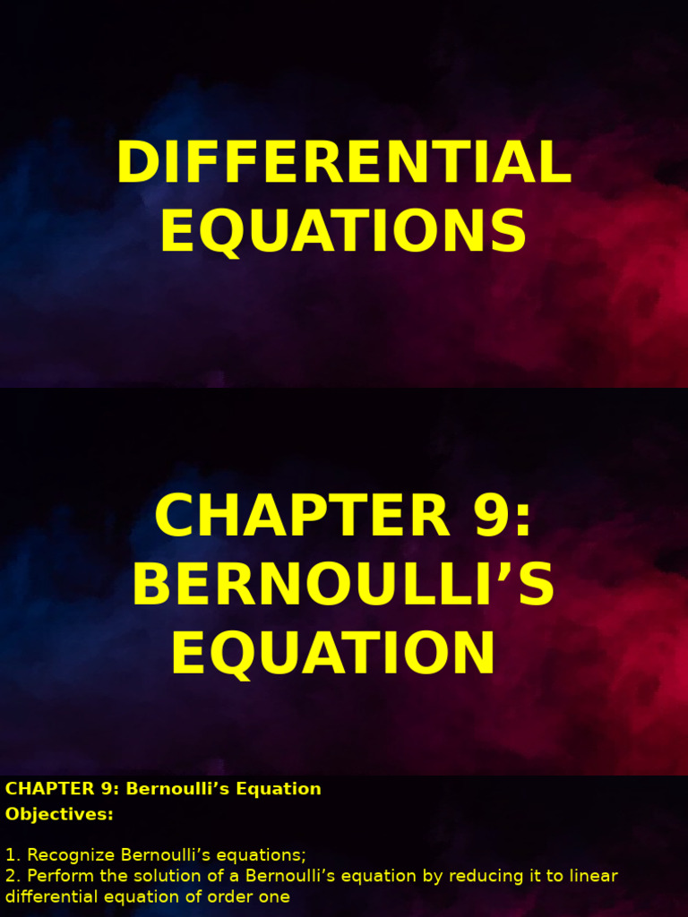 Chapter 9 Bernoullis Equation | PDF