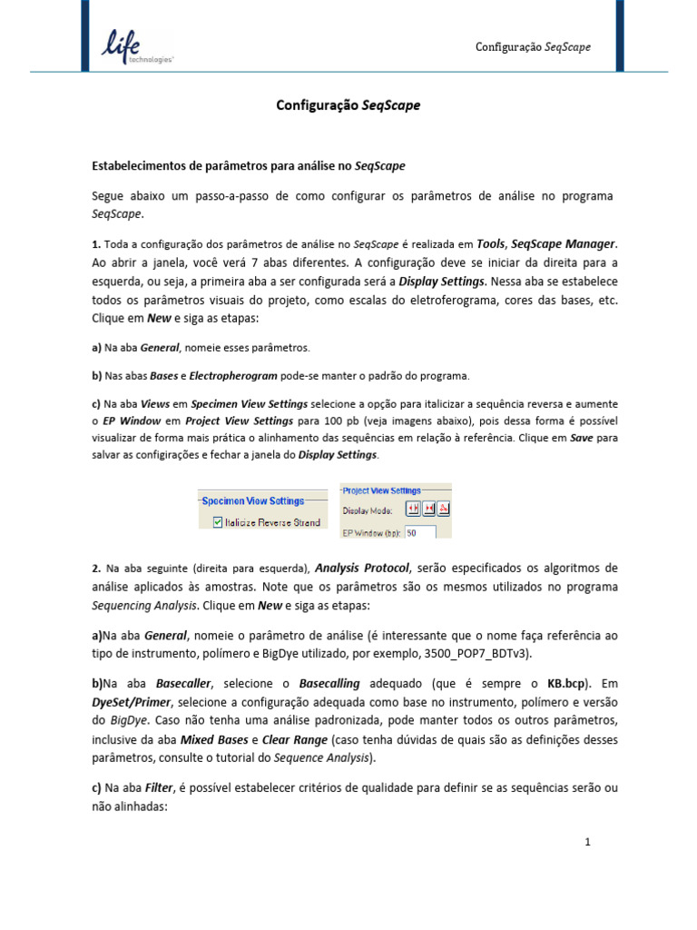 Tutorial Configuração SeqScape | PDF