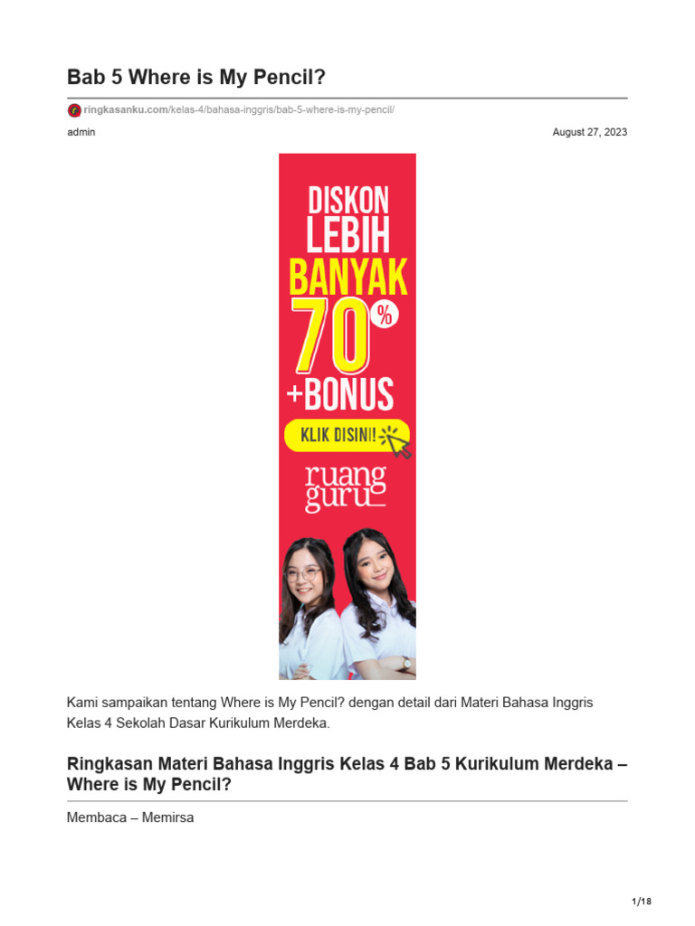 Bab 5 Where Is My Pencil | PDF