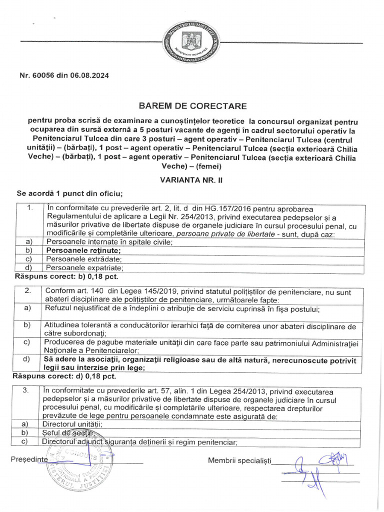 Barem de Corectare | PDF