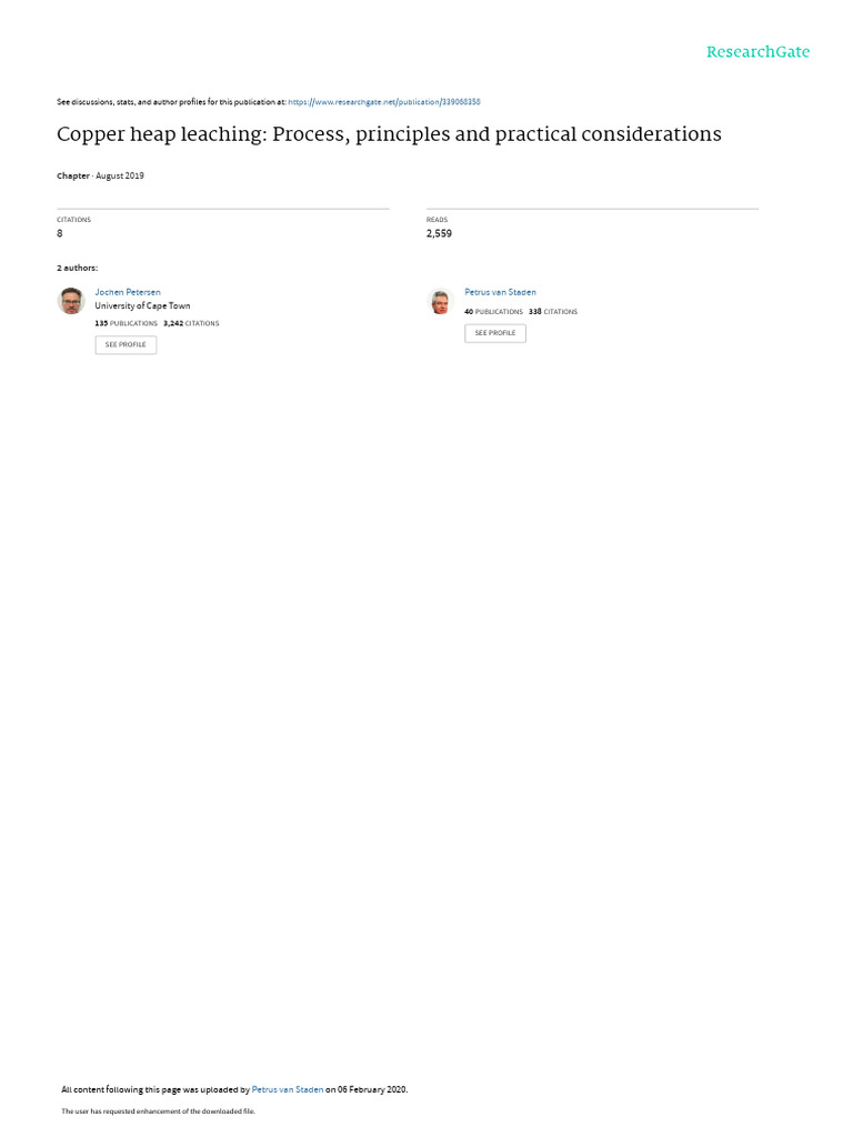 Copper heap leaching Process, principles and practical considerations | PDF