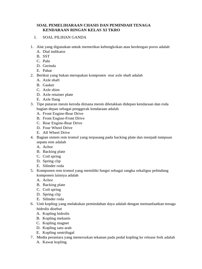 SOAL PSPC KELAS XI TKRO (AutoRecovered) | PDF