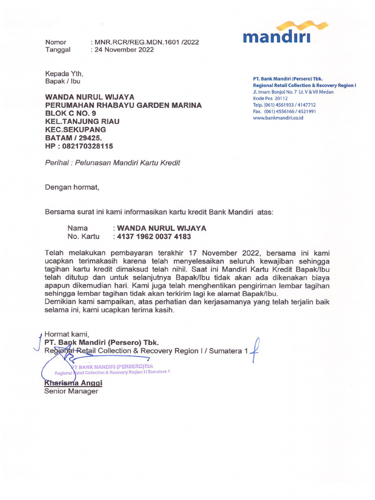 Surat Lunas an. Wanda Nurul Wijaya 24112022 | PDF