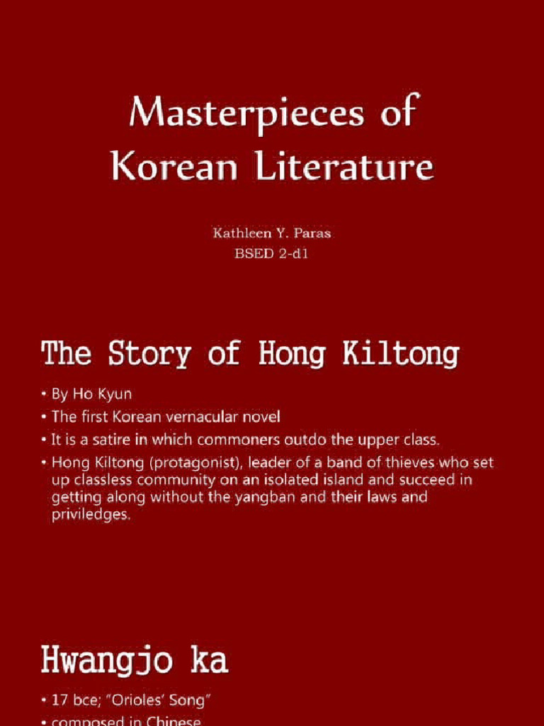 Masterpieces of Korean Literature | PDF