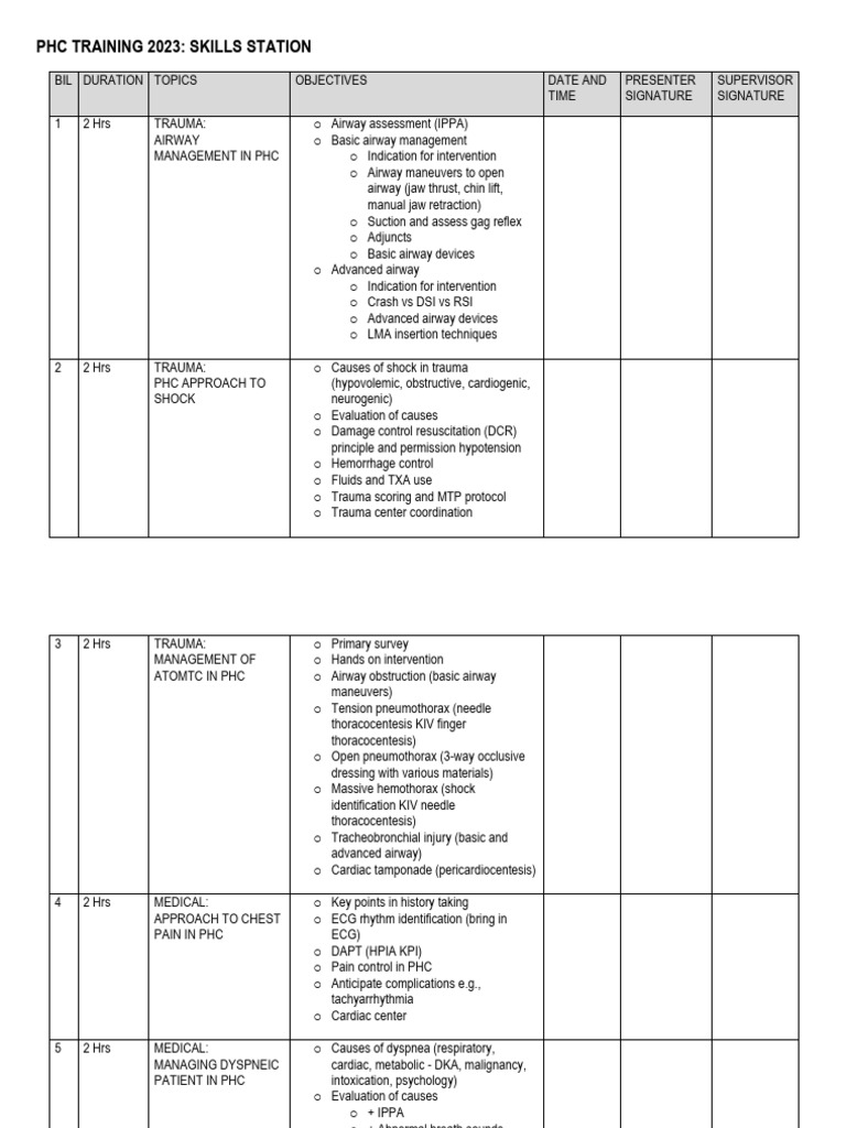 PHC Training 2023 (Skills Station) Scheme | PDF
