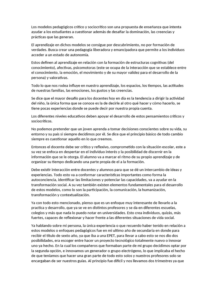 Enfoque Crítico | PDF | Aprendizaje | Enseñando