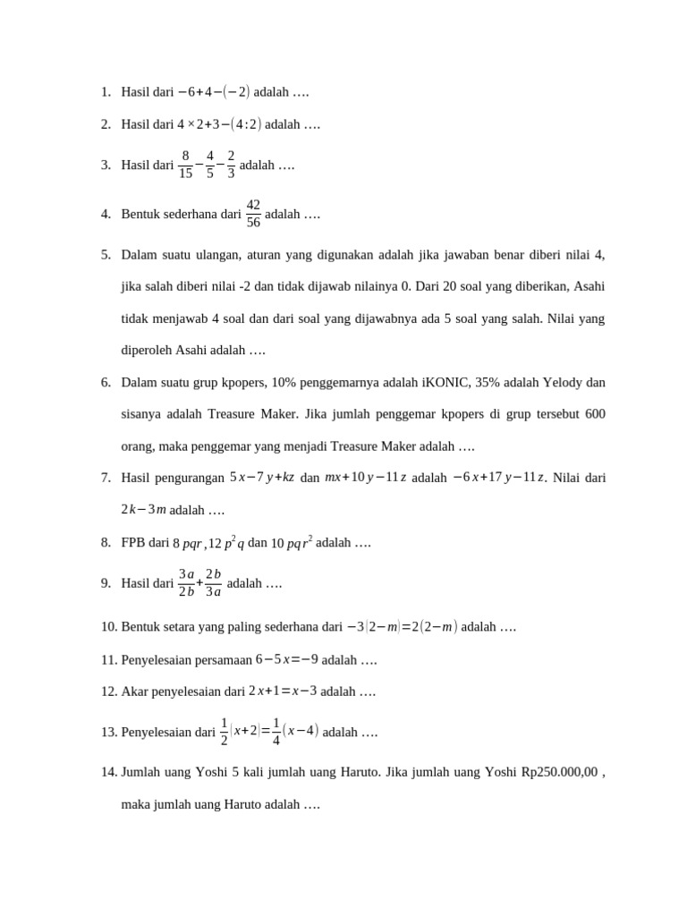 Soal MTK Icha | PDF