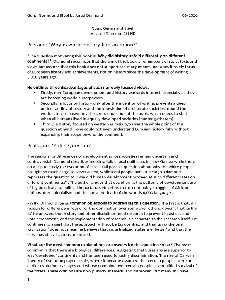 Guns, Germs and Steel by Jared Diamond, 1998 | PDF