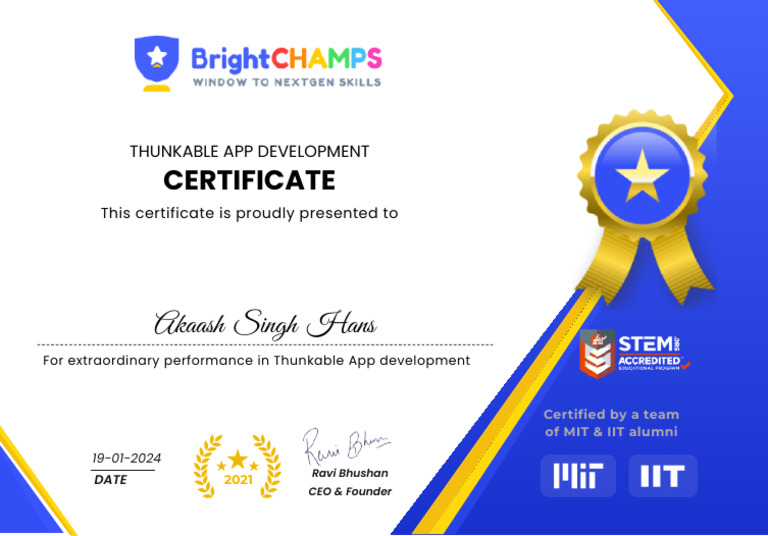 Thunkable App Development Certificate | PDF