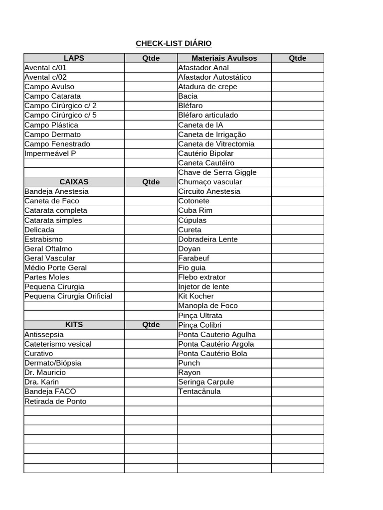 Check-list DIÁRIO Atualizado 2023 | PDF