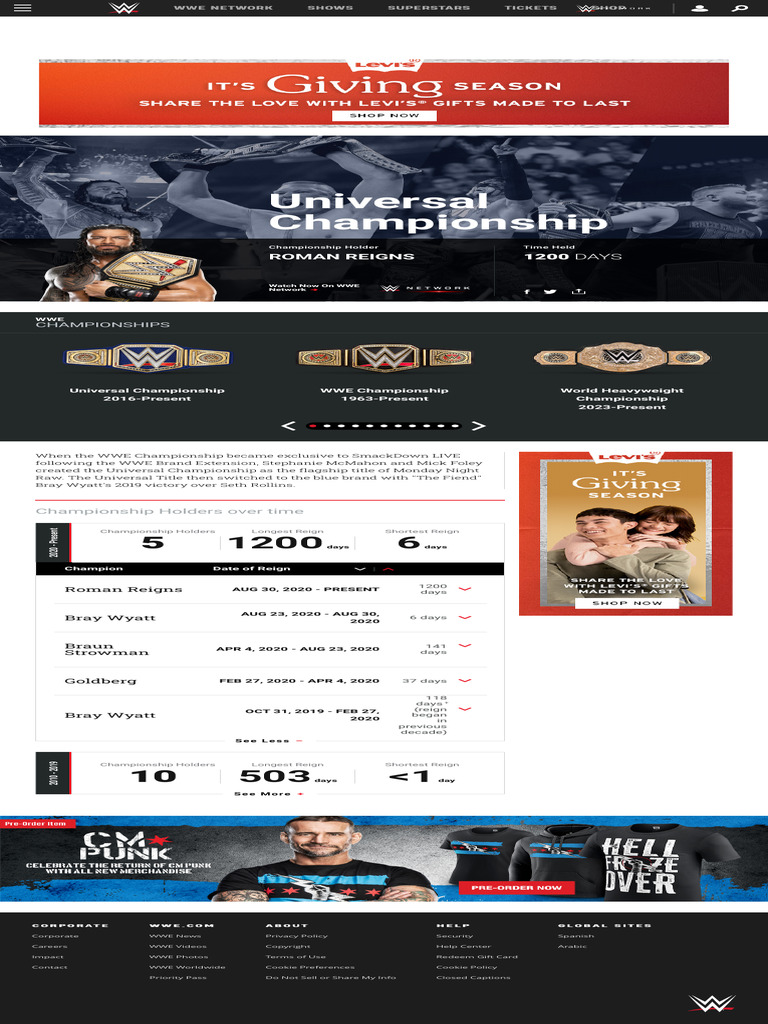 Universal Championship WWE | PDF