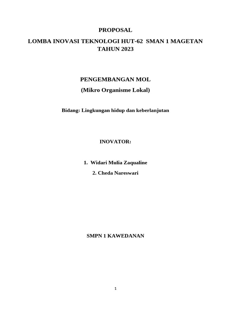 Proposal Inotek Smasa 2023 | PDF