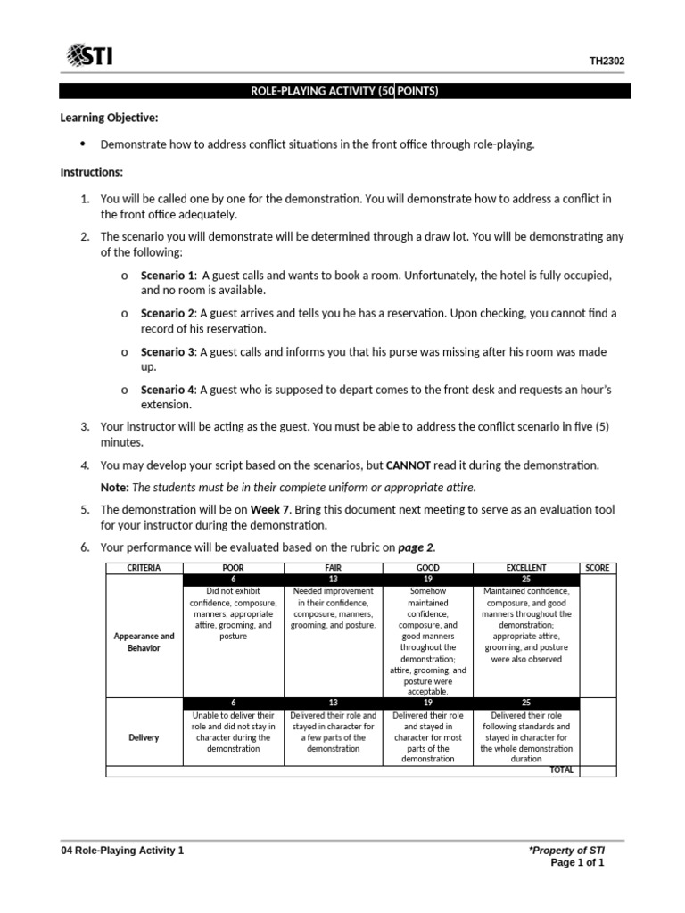 04 Role-Playing Activity 1 | PDF