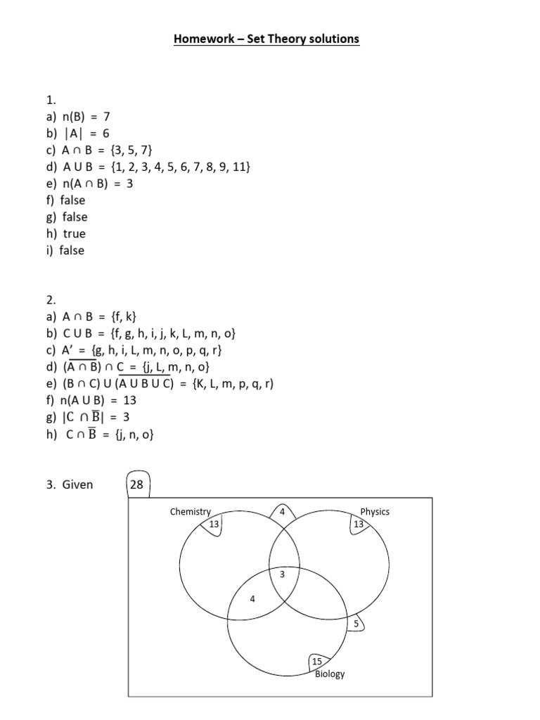 Homework - Set Theory Solutions | PDF