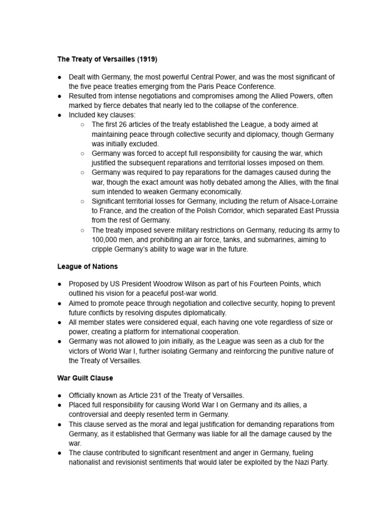 Paris Peace Treaties (1919-1923) | PDF