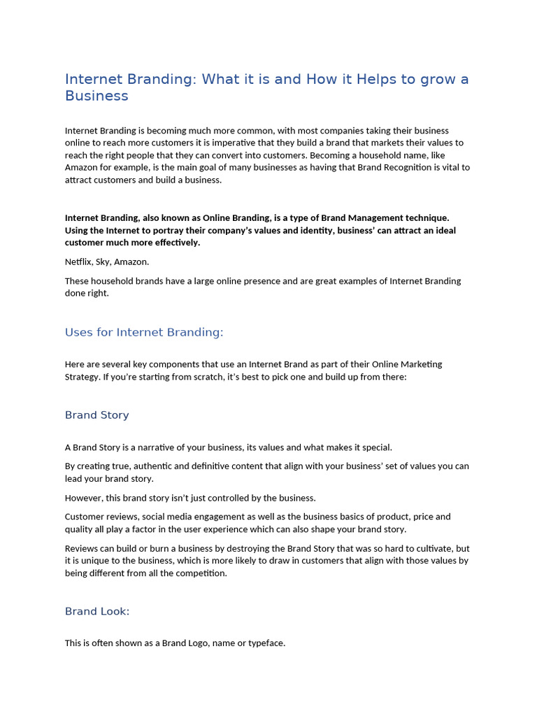 Internet Branding Research | PDF