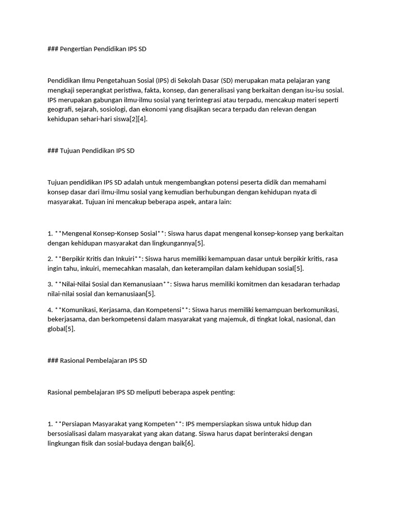 Pengertian Pendidikan IPS SD | PDF