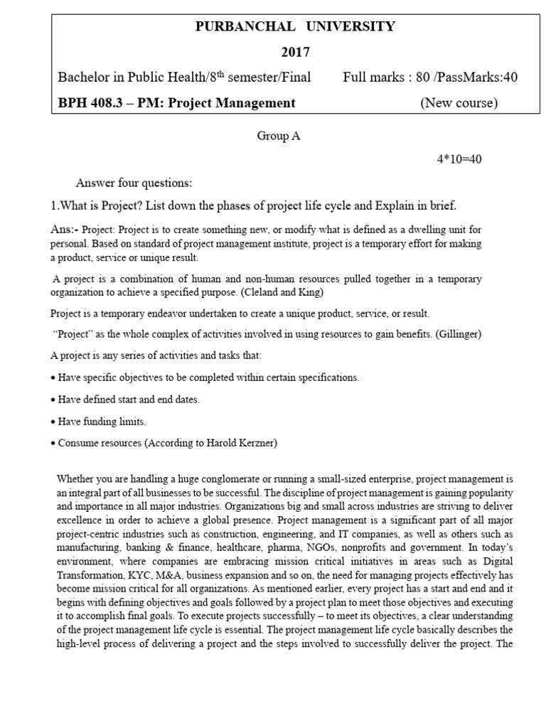 Project Management Old Questions Solutions | PDF