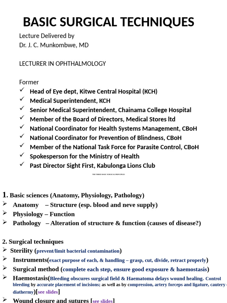 Basic Surgical Techniques | PDF