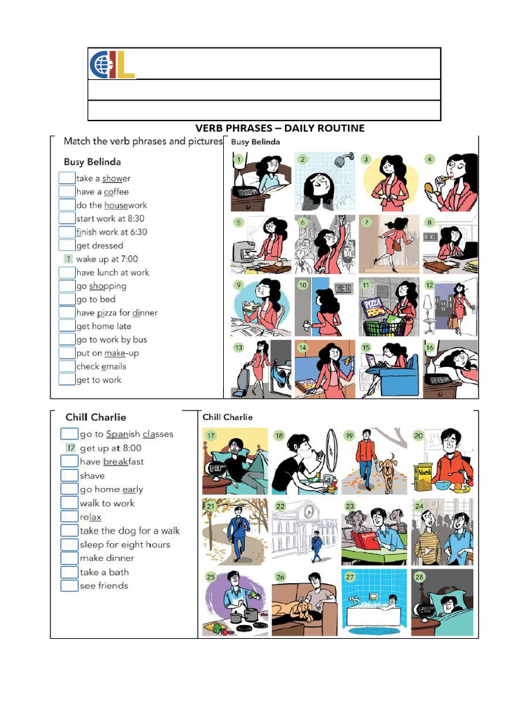 VERB PHRASES DAILY ROUTINE | PDF