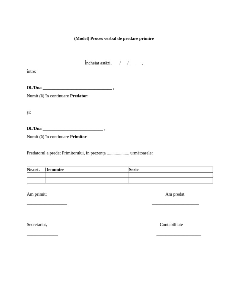 F 01 PO SA.07 Model Proces Verbal[1] | PDF