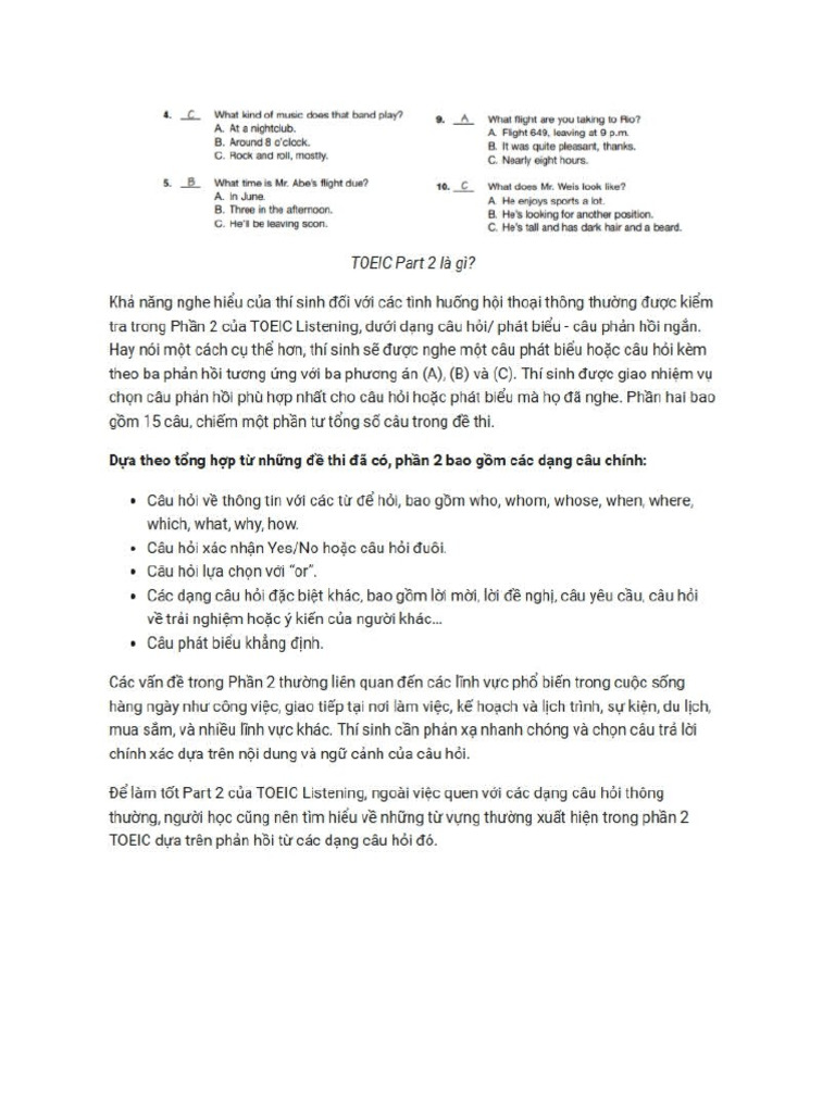 Toeic Part 1 To Part 7 | PDF
