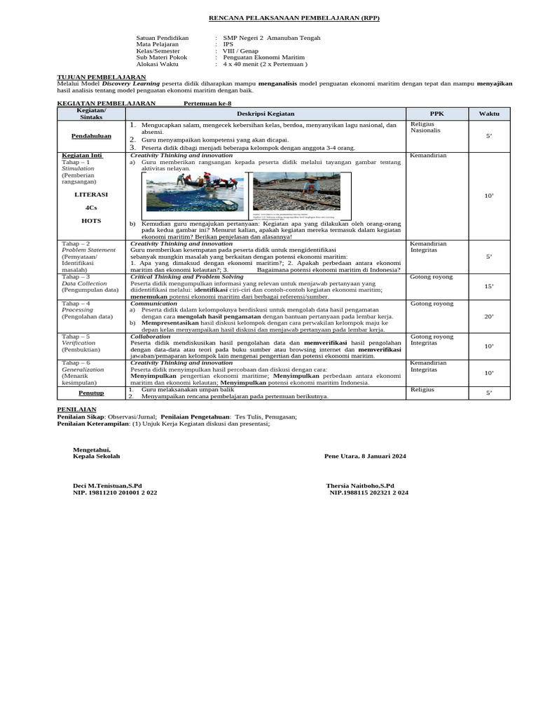 RPP IPS Kelas 8 SM 2 Pertemuan VIII | PDF