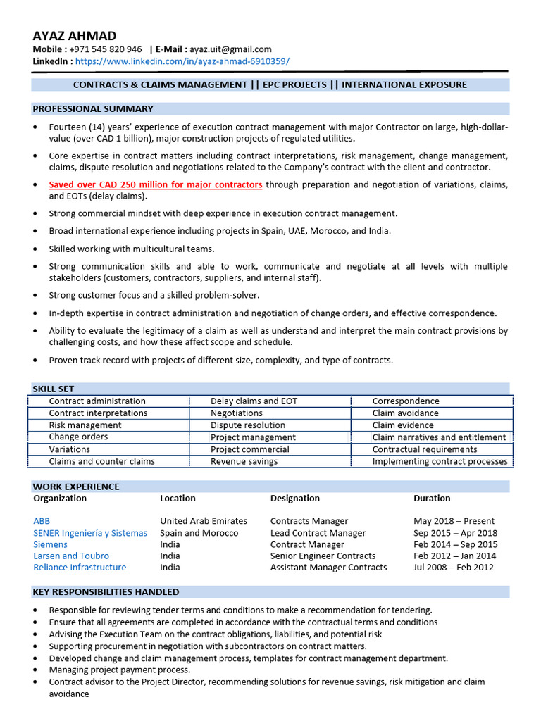 Ayaz Ahmad CV | PDF