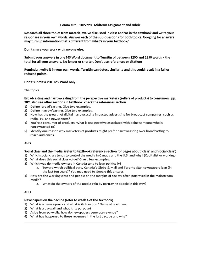 Midterm COMM 102 | PDF