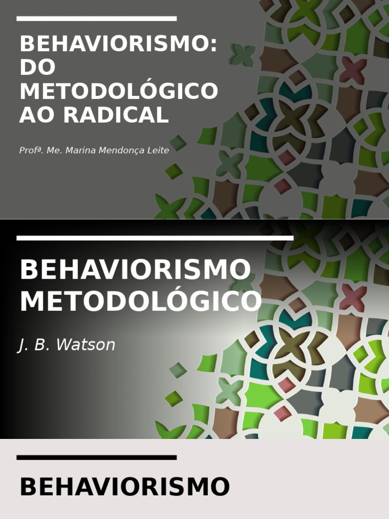 Aula 3 - Behaviorismo Do Metodológico Ao Radical (1) IMPRIMIR | PDF