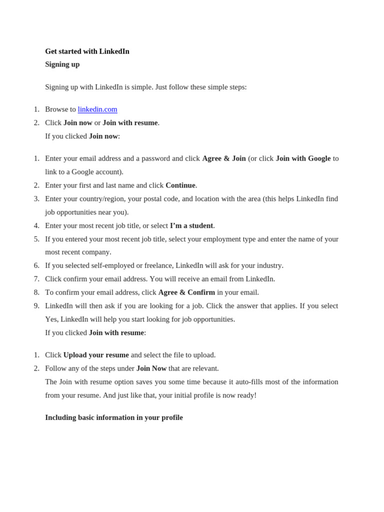 Get Started With LinkedIn | PDF