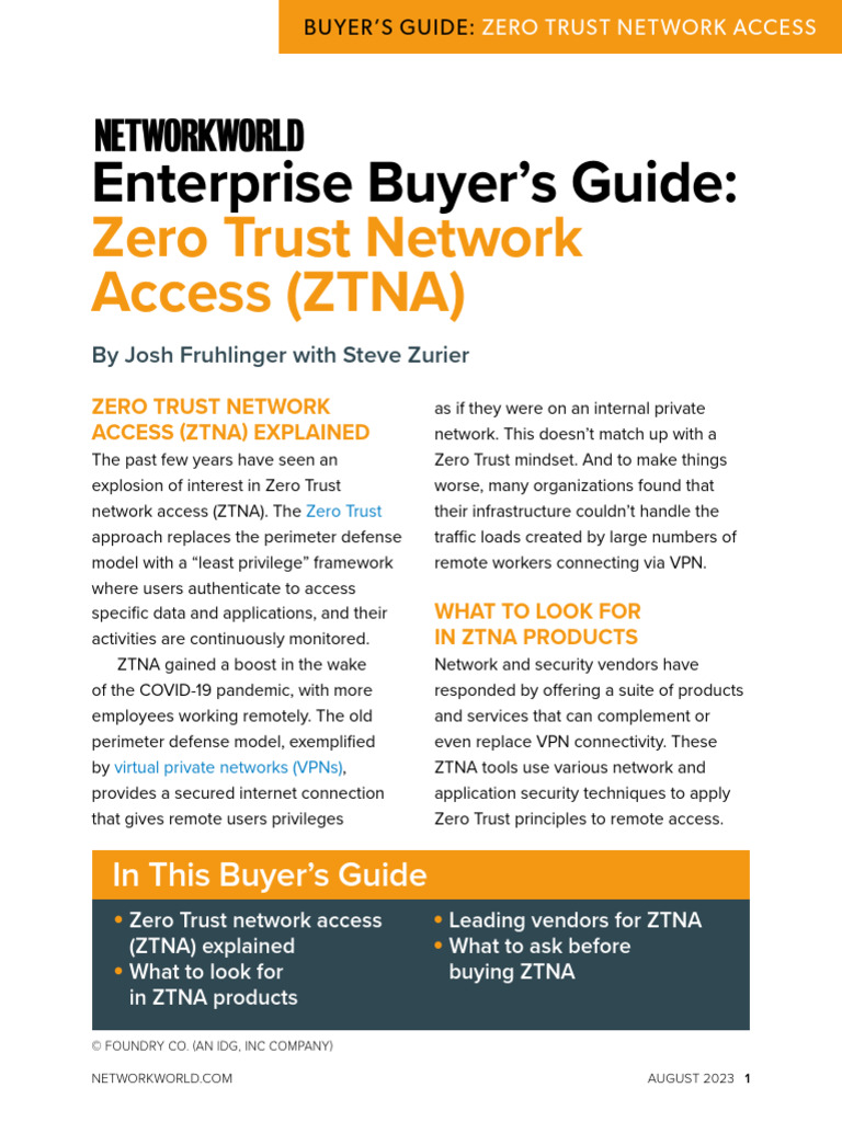 Zero Trust Network Access Buyers Guide | PDF