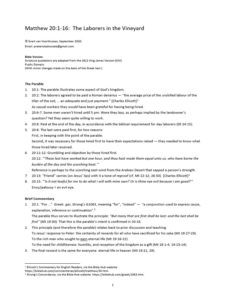 Labourers in The Vineyard | PDF