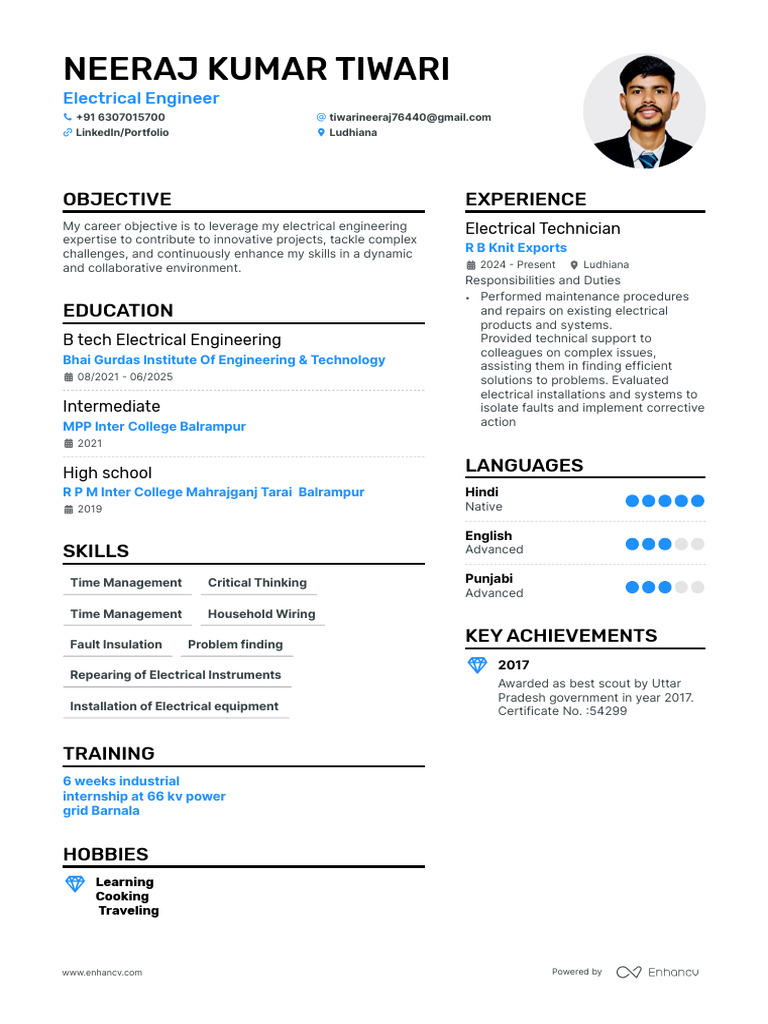 Neeraj Kumar Tiwari Resume | PDF | Electric Power | Electricity