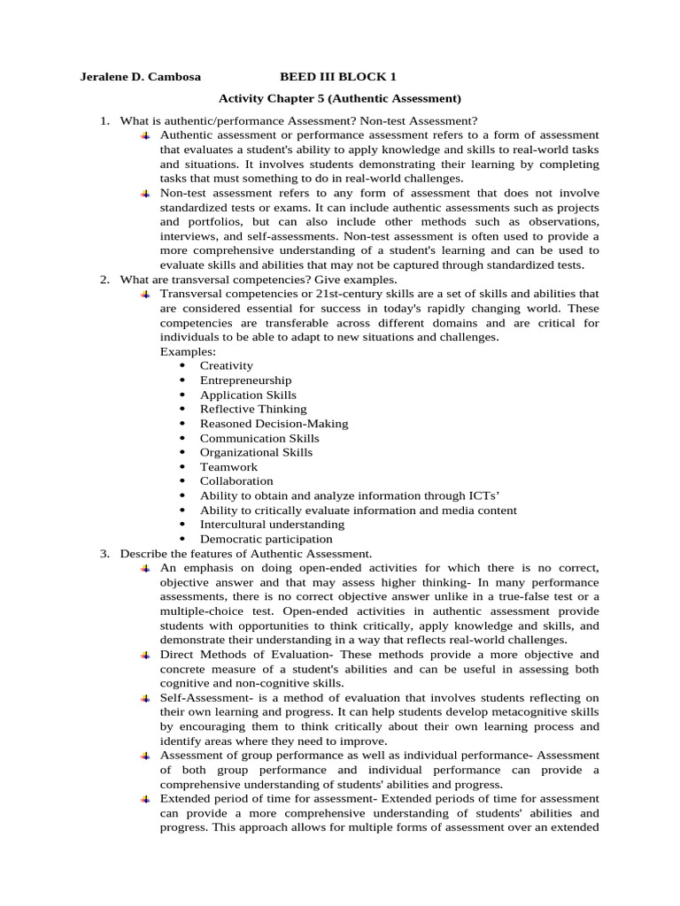 Activity 5 | PDF | Educational Assessment | Critical Thinking