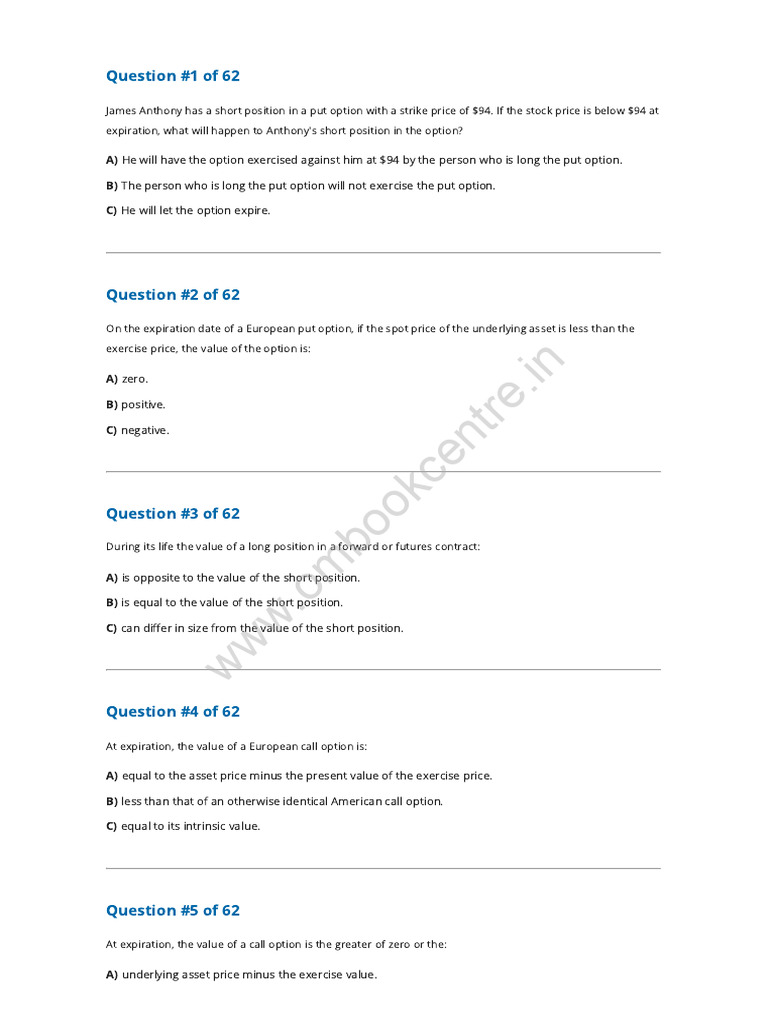 Reading 57 Basics of Derivative Pricing and Valuation | PDF