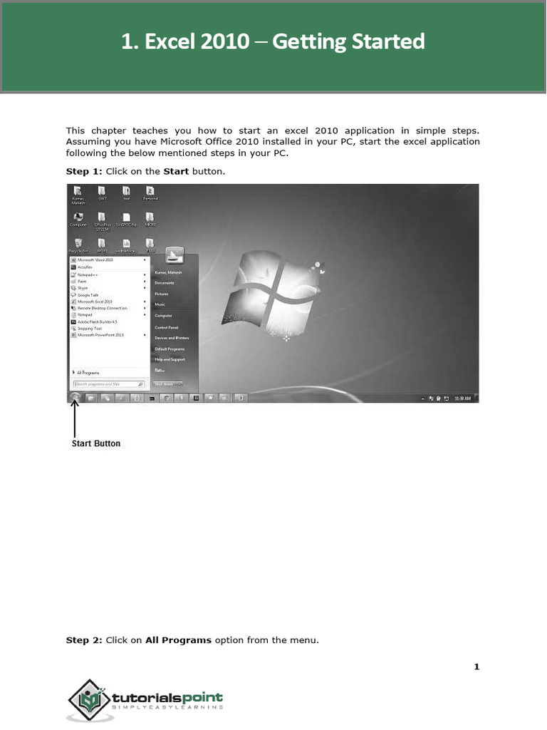 Microsoft Excel 2010 - Excel - Tutorial | PDF