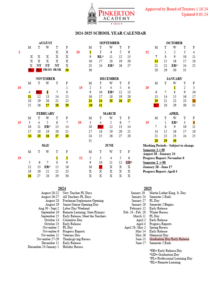 2024-2025 School Year Calendar | PDF