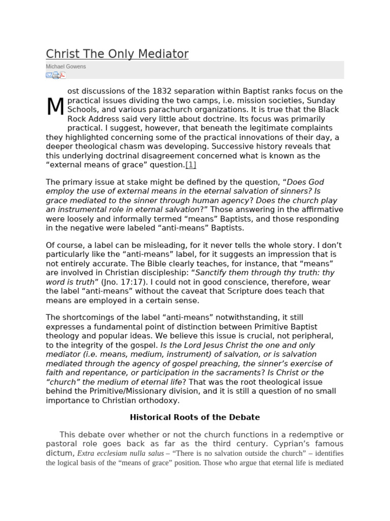 Christ The Only Mediator | PDF