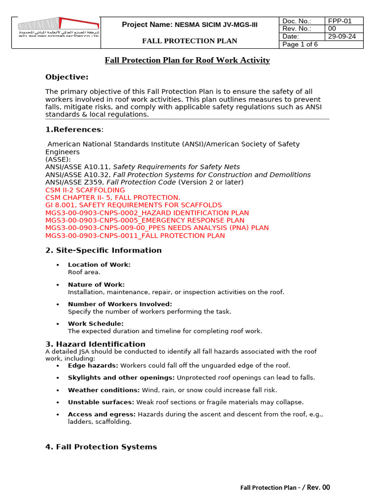 IBSF Fall Protection Plan | PDF