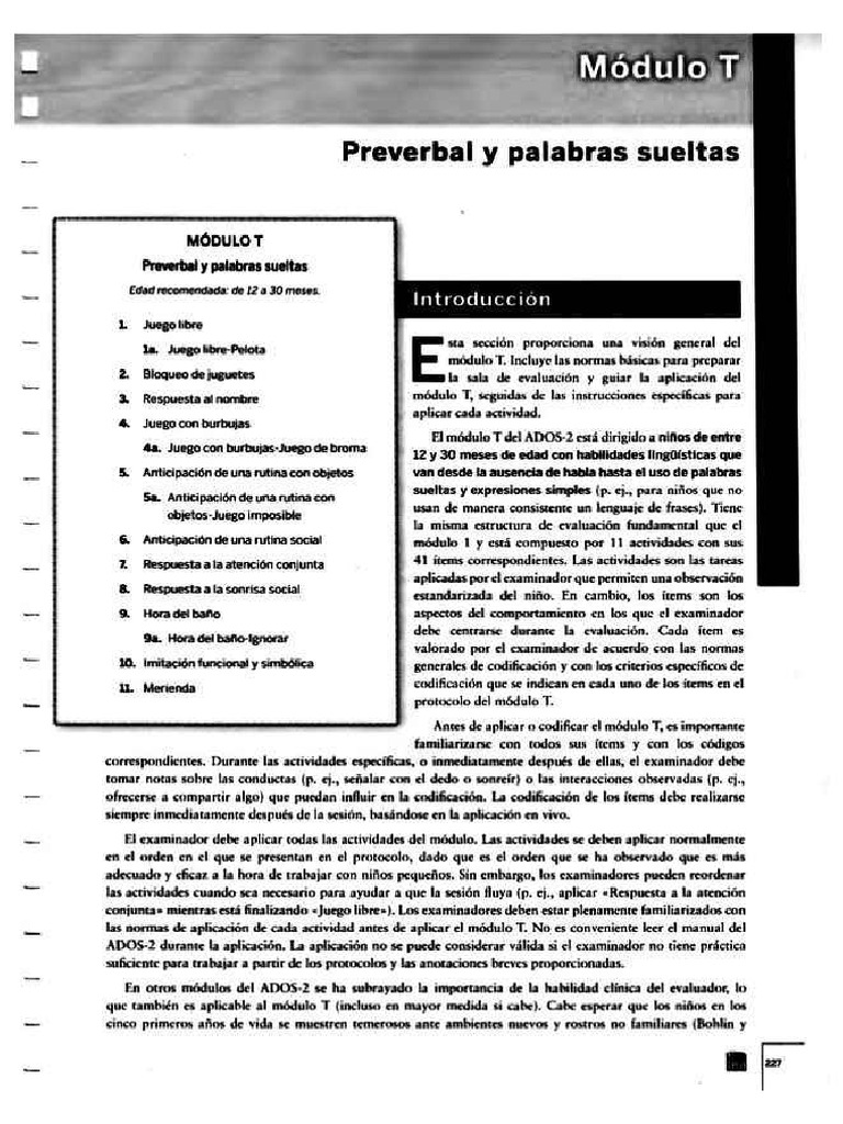 Modulo T, Ados-2 | PDF