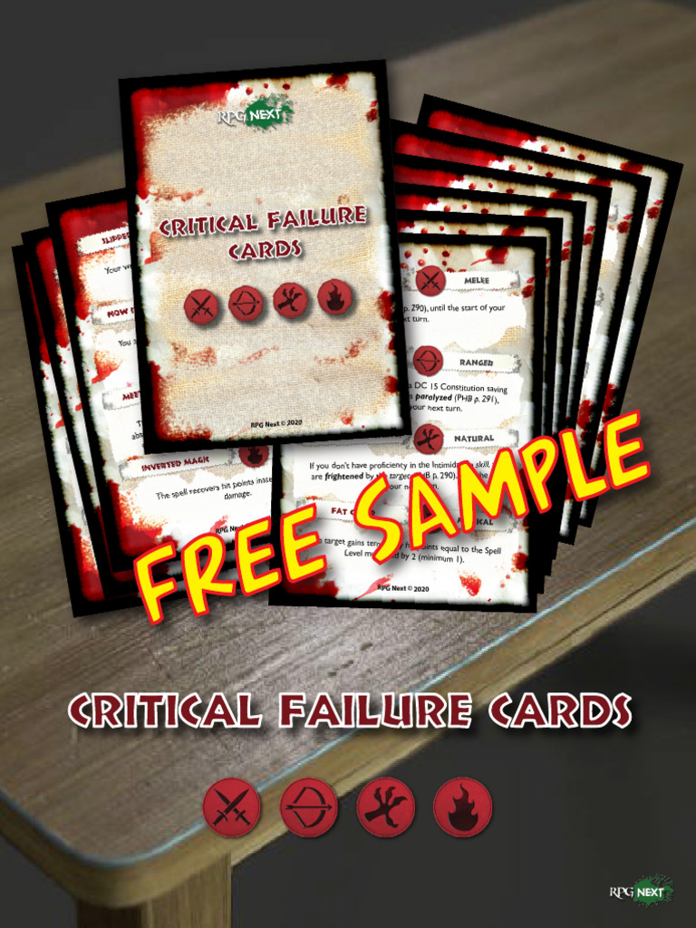 Critical Failure Cards Printing Rpgnext | PDF
