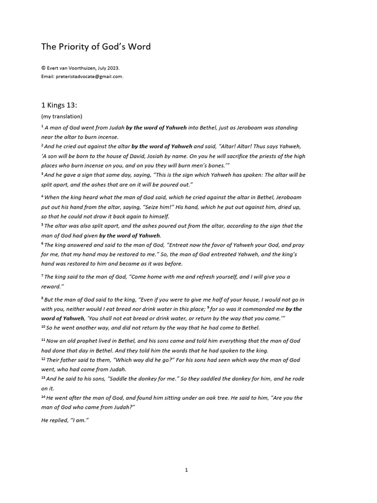 The Priority of Gods Word | PDF