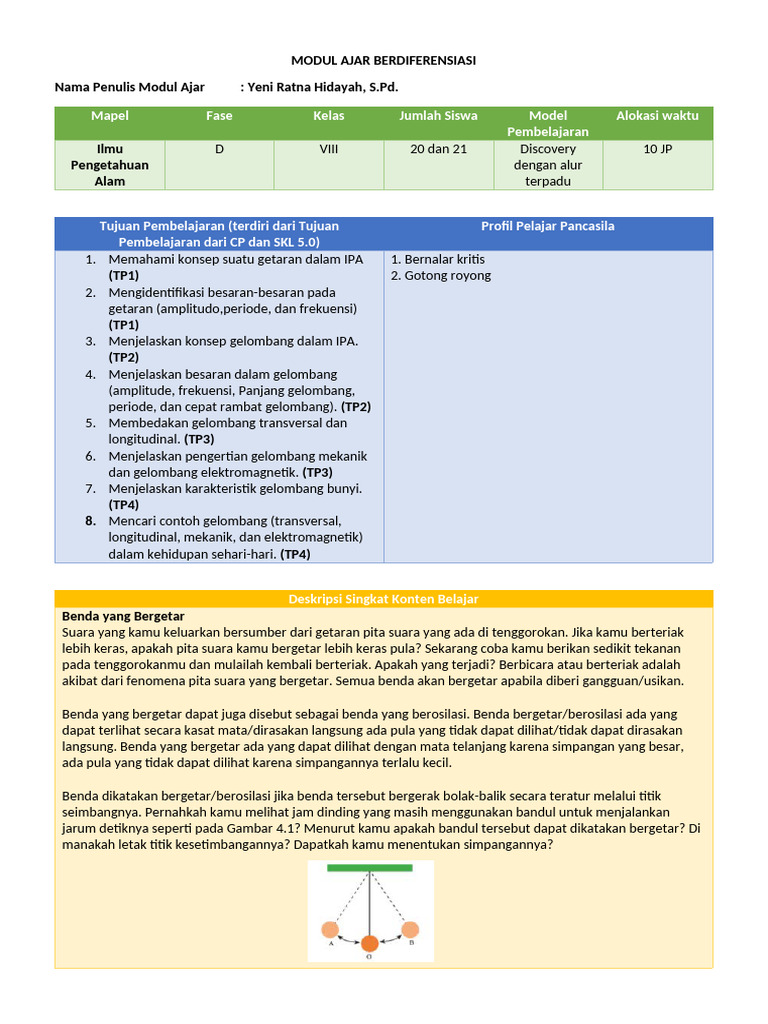 Modul Ajar Getaran Dan Gelombang | PDF