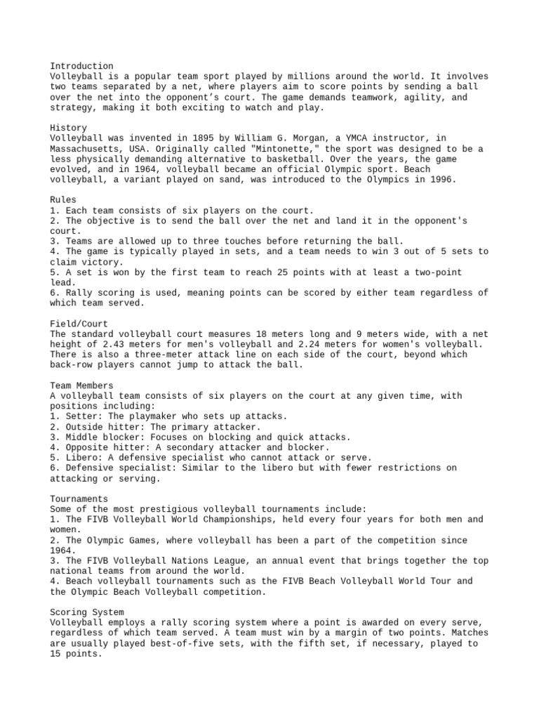 Volleyball Topics | PDF
