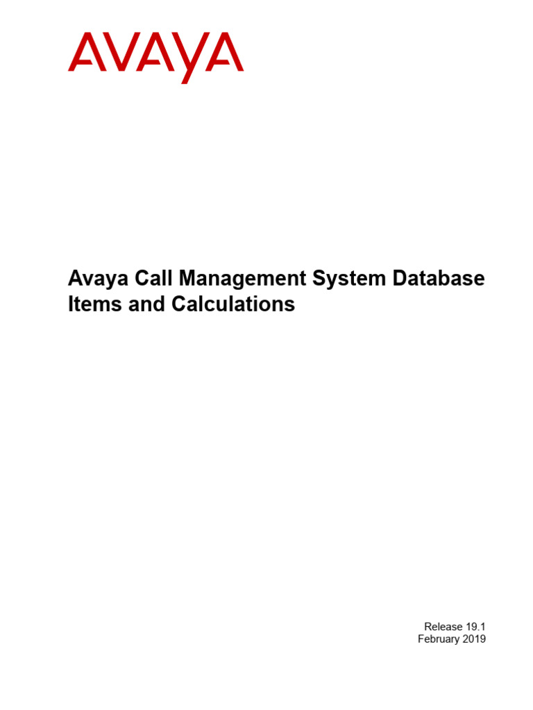 Avaya CMS Database Items and Calculations 19.1 February 2020 | PDF