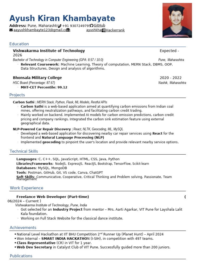 Ayush Khambayte VIT | PDF